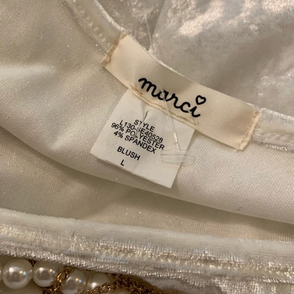 Marci | Dresses | Marci White Velvet Crewneck Necklace Flare Dress ...